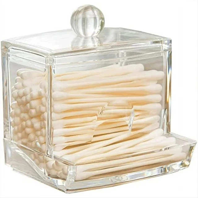 CLEAR ACRYLIC COTTON Pad Swab Q-tip Storage Bud Holder Case Cosmetic ...