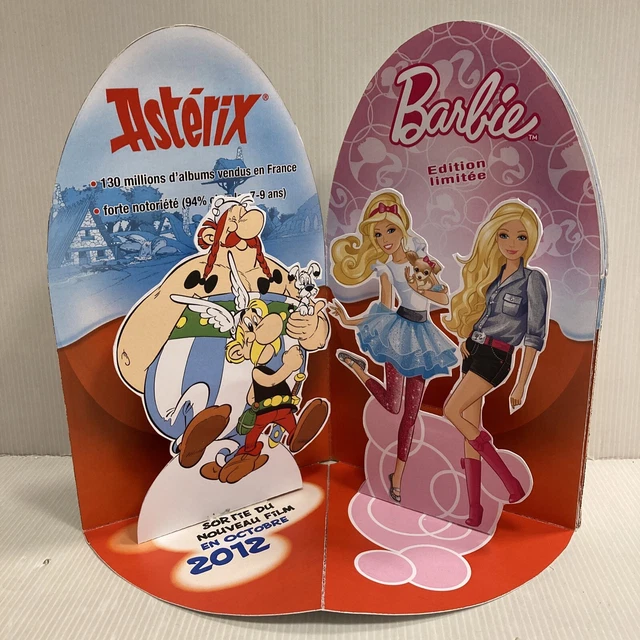 RARE PLV PUB kinder surprise diorama mixte Astérix Barbie et Schtroumpf ...