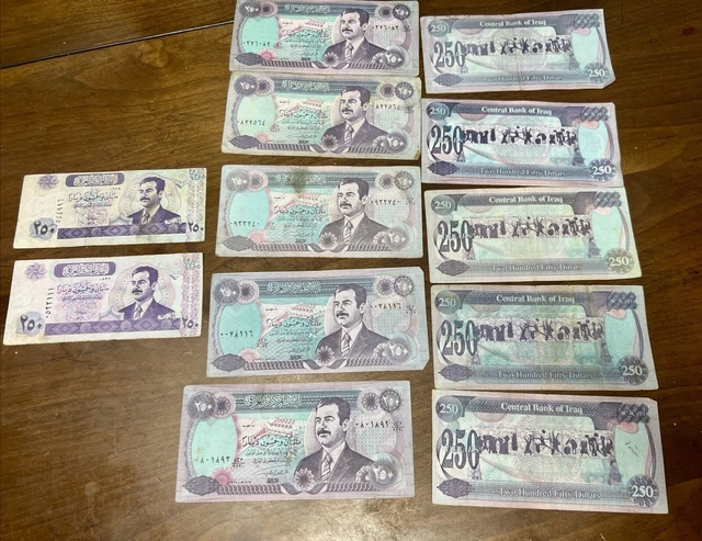 SADDAM HUSSEIN IRAQ 250 Dinars Currency Note Lot Of 12 $25.00 - PicClick