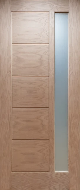 OAK EXTERNAL DOOR Linear Contemporary 45mm Pre-glazed Frosted Obscure ...