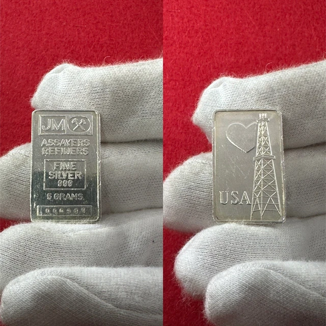 **RARE JOHNSON MATTHEY 5 gram Oil Rig with Heart & USA .999 Silver S/N ...