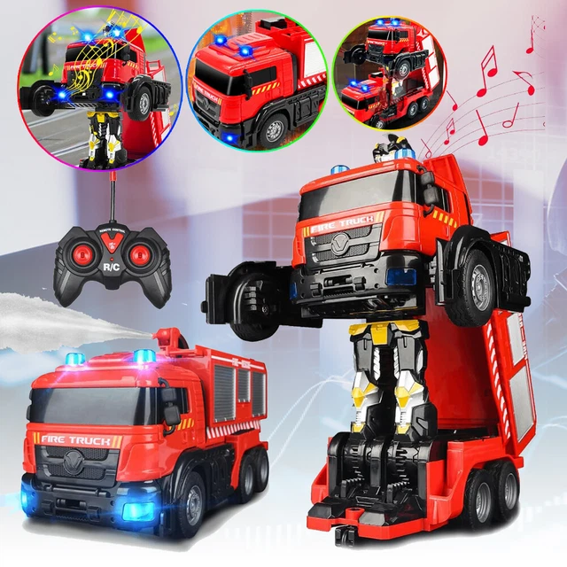 FIRE TRUCK TRANSFORMING Robot Toys Remote Control Car Fire Brigade ...