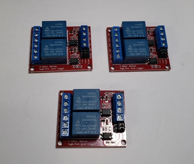 3X 12V RELAY Board Relay Module 2 Channel Opto-Isolated High/Low Level ...