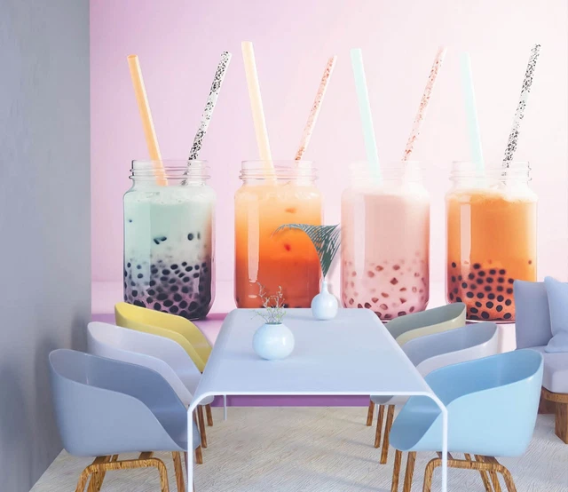 3D BUBBLE TEA K1005 Pearl Tea Milk Tea Shop Wallpaper Mural Self ...
