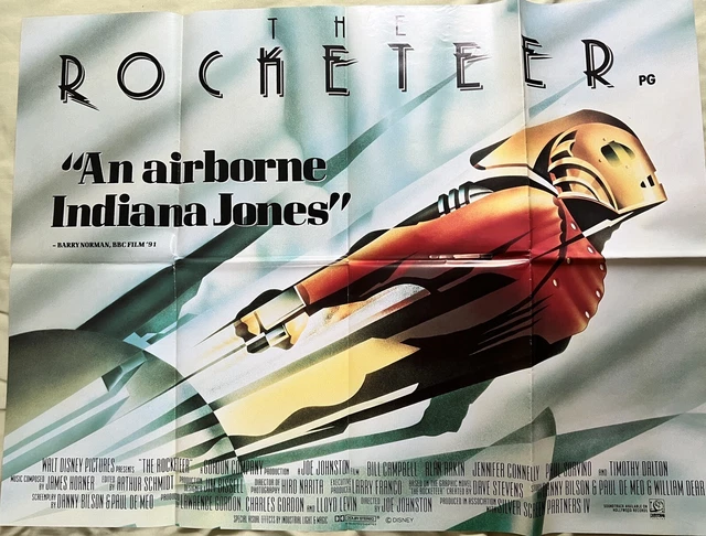 THE ROCKETEER 1991 Original UK Quad Poster Folded TIMOTHY DALTON Disney ...