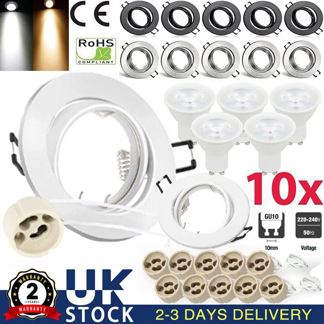 TILT /FIXED GU10 Downlight Recessed Ceiling Light Spotlight+Lamp Holder ...
