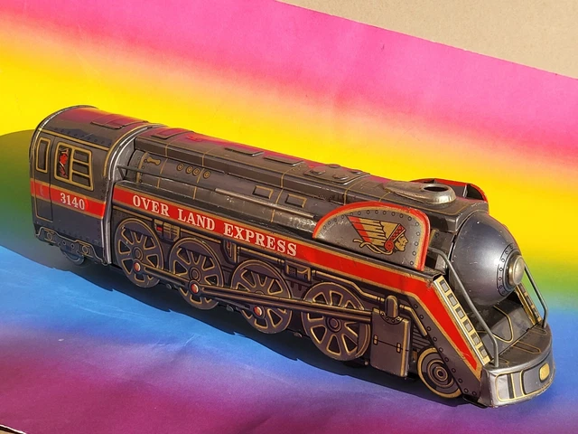 TIN TOY 1960'S Masudaya-Japan bat.op 3140 OVERLANE EXPRESS TRAIN very ...
