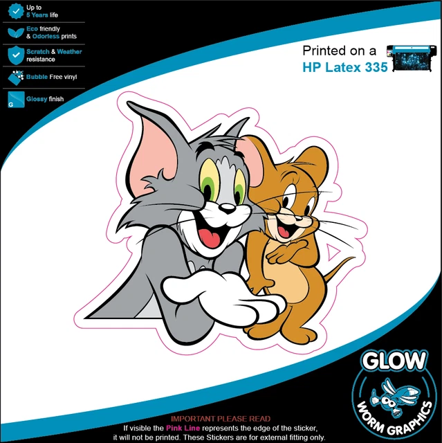TOM AND JERRY Cartoon Wall Car Van Laptop TV Kids Cat Mouse Sticker ...