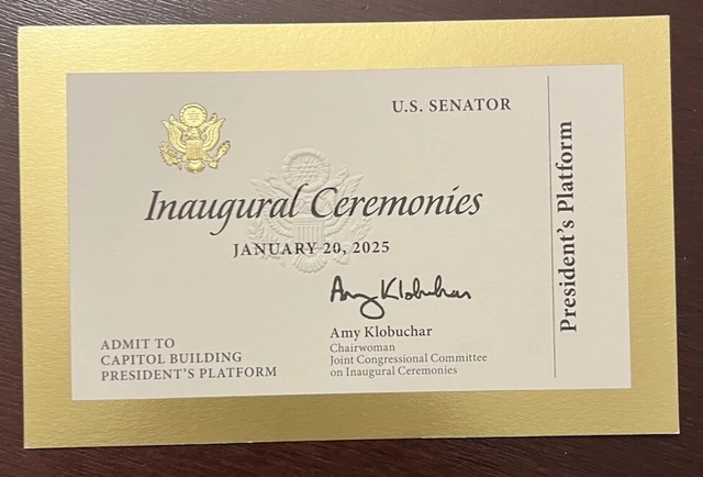 60TH PRESIDENTIAL INAUGURATION Ticket 1/20/2025 Trump Gold President ...