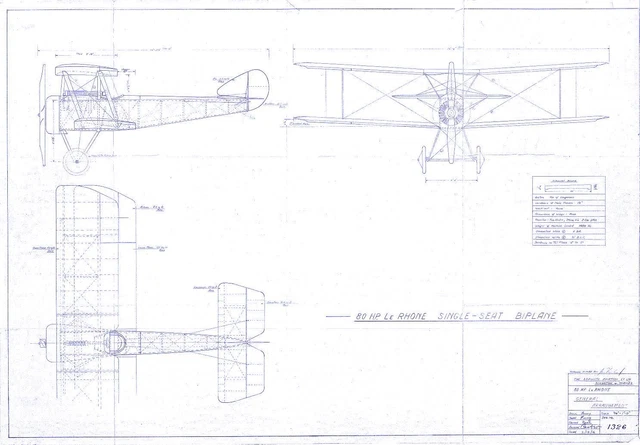 SOPWITH PUP BLUEPRINT PLANS DETAILED WWI PERIOD DRAWINGS RARE ARCHIVE ...