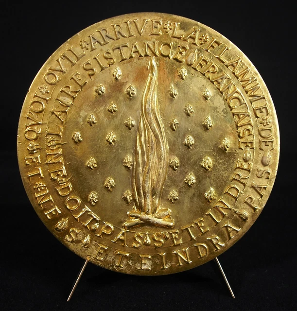 MÉDAILLE ALBERT DE JAEGER flamme Résistance 107 mm 770 g Raymonde ...