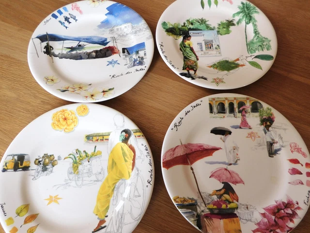 4 ASSIETTES FAIENCE de GIEN model " la route des indes " ( 1 ) EUR 80 ...
