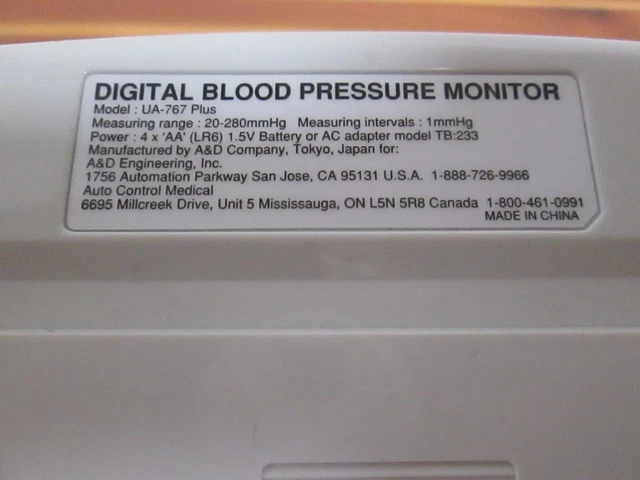 LIFESOURCE ONE STEP Memory Blood Pressure Monitor with Cuff UA-767 Plus ...