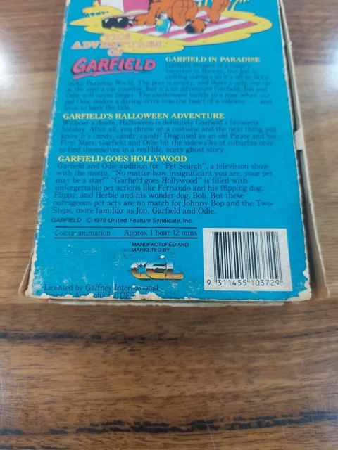 RARE THE ADVENTURES of Garfield VHS Video Tape Jim Davis CEL Vintage ...