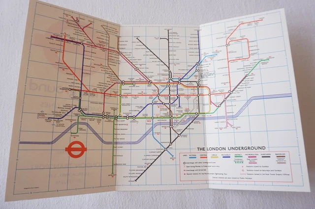 1975 NO. 2 London Transport Underground Map Diagram of Lines Tube Ref 1 ...