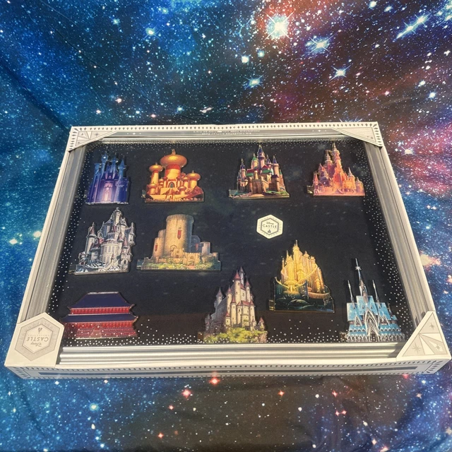 DISNEY CASTLE COLLECTION Pin Complete Set Of 10 in Collectors Frame ...