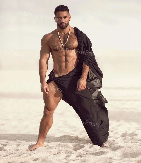 Male Model Print Muscular Handsome Beefcake Shirtless Hunk Hot Hairy