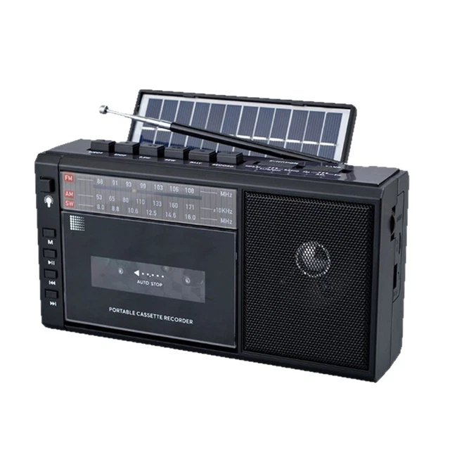 NOSTALGIA CLASSIC CASSETTE Solar Player AM/FM/SW Radio Music Player ...