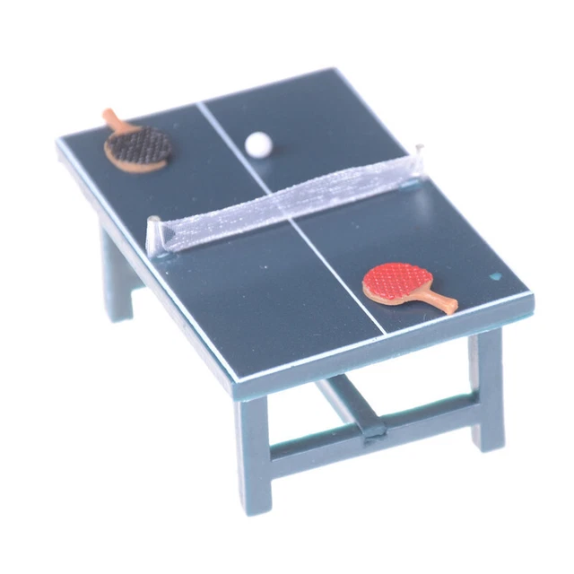 1/12 DOLLHOUSE MINI Ping Pong Table With Balls & Rackets Doll House ...