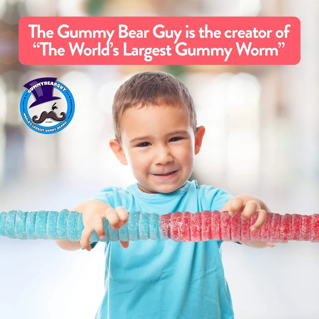 WORLDS LARGEST SOUR Gummy Worm 3 Pounds Sour Cherry Blue Raspberry ...