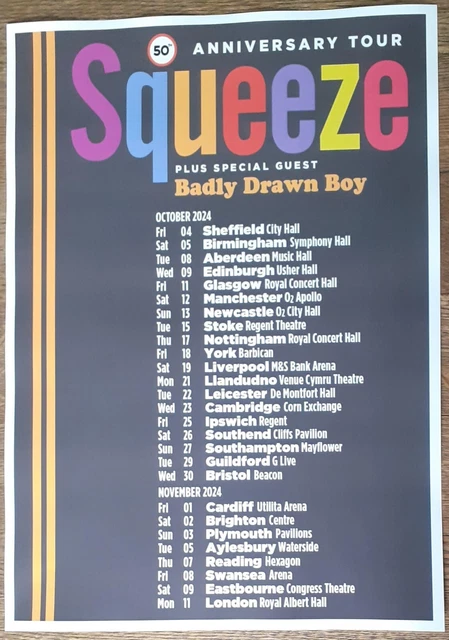 SQUEEZE - LIVE band music show 2024 TOUR promotional tour concert gig ...