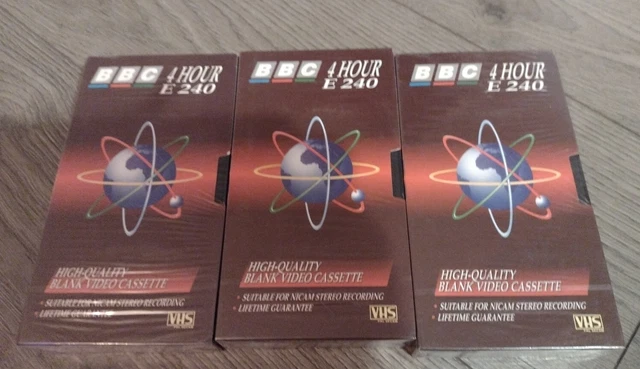 3 * NEW Sealed BBC E240 4 Hour VHS Video Cassette Tapes Blank £11.00 ...