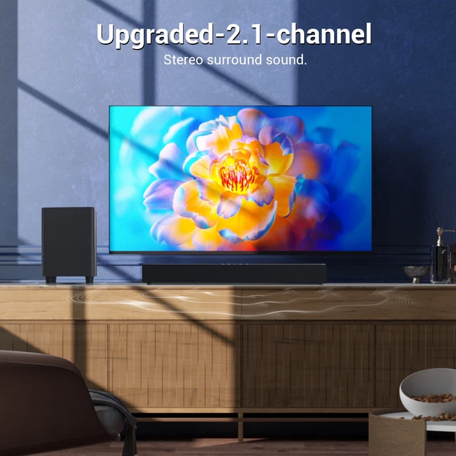 BLUETOOTH SPEAKER SOUNDBAR with Subwoofer for TV Home Theater Deep Bass ...