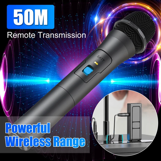 PROFESSIONAL VHF WIRELESS Microphone Handheld Karaoke Mic System w/USB ...