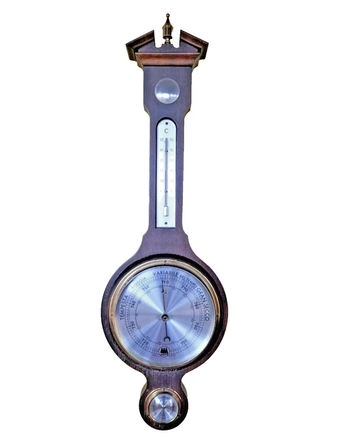 BELLISSIMO TRIO DI barometro-igrometro e termometro, HUGER Made in ...