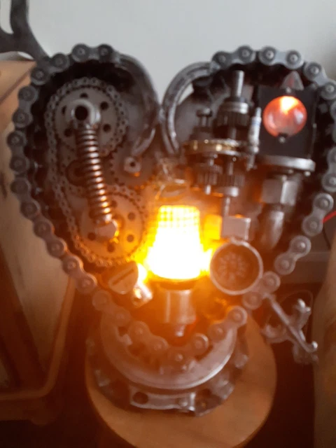 SCRAP METAL ART Sculpture- Heart with Lights COLLECT ONLY £363.70 ...