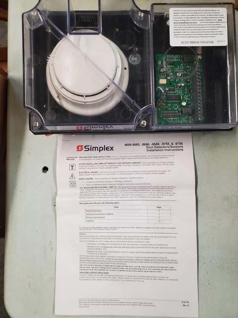 SIMPLEX AIR DUCT Smoke Detector Fire Alarm 4098-9756 $16.50 - PicClick