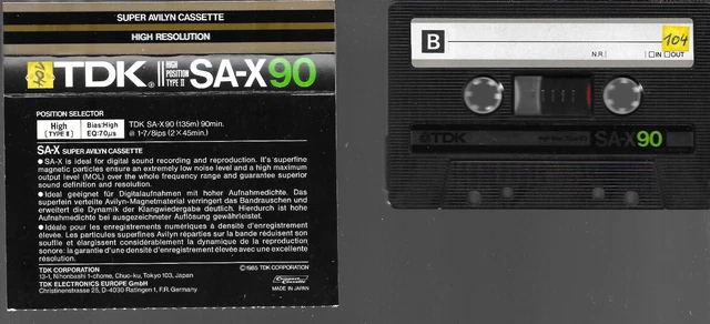 MC TDK SA-X 90 High Resolution Type Ii Super Avilin Cassette Japan 1985 Vintage EUR 5,20 ...