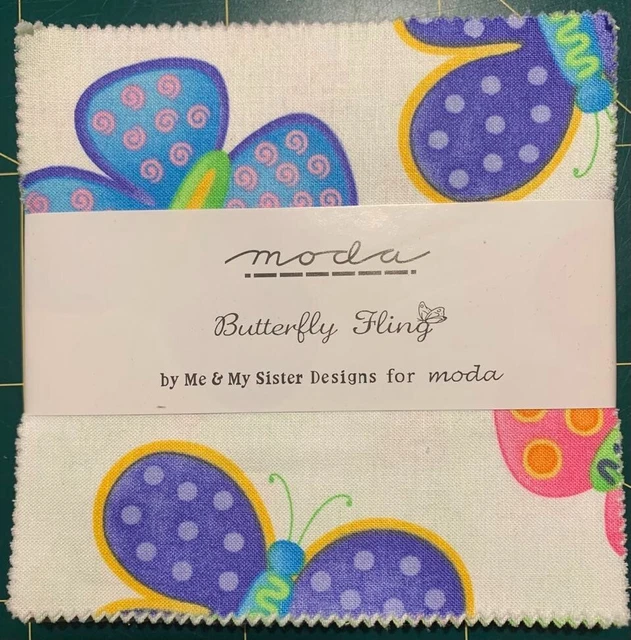 RARE ! BUTTERFLY FLING CHARM PACK By Me & My Sister for MODA - 100% ...