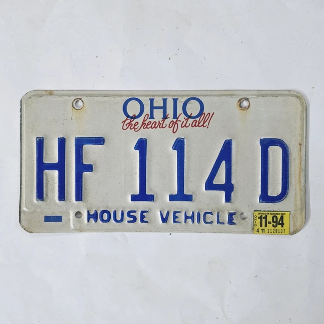 1994 OHIO HOUSE Vehicle License Plate 🔥Free📬🔥 Hf 114 D ~ Vintage Oh Tag ...
