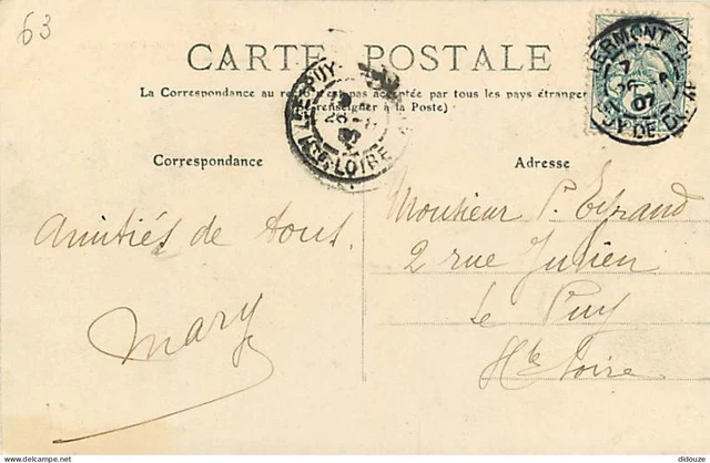 63 - ROYAT - Hôtel Métropole et Rue de la Poste - Animée - Oblitération ...