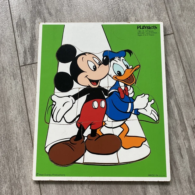 PLAYSKOOL MICKEY MOUSE And Donald Duck Wooden Puzzle #190-13 GREEN £14. ...