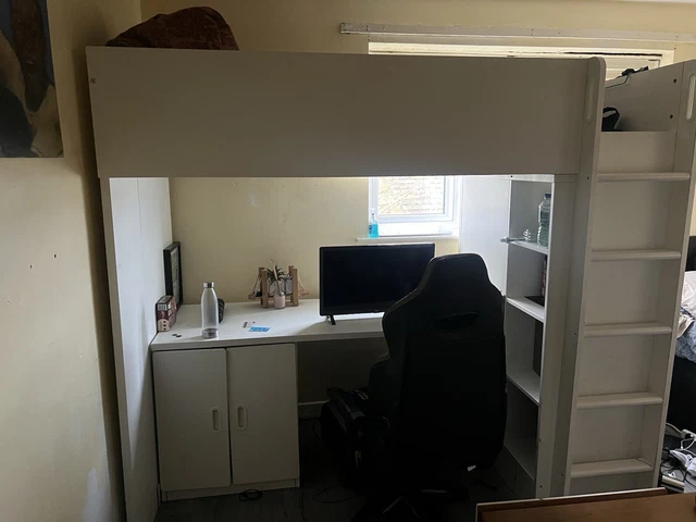 IKEA HIGH SLEEPER White STUVA Loft Cabin Bed With Desk And Storage £125.52 - PicClick UK