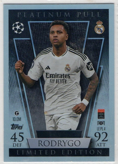 TOPPS MATCH ATTAX 2024/2025 Rodrygo-Platinum Pull Limited Edition Card ...