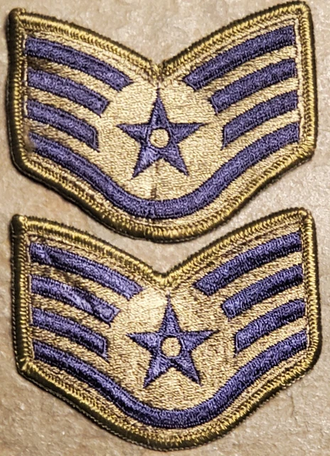 PAIR 2 US Air Force Rank Insignia Patch Staff Sergeant Enlisted USAF E ...