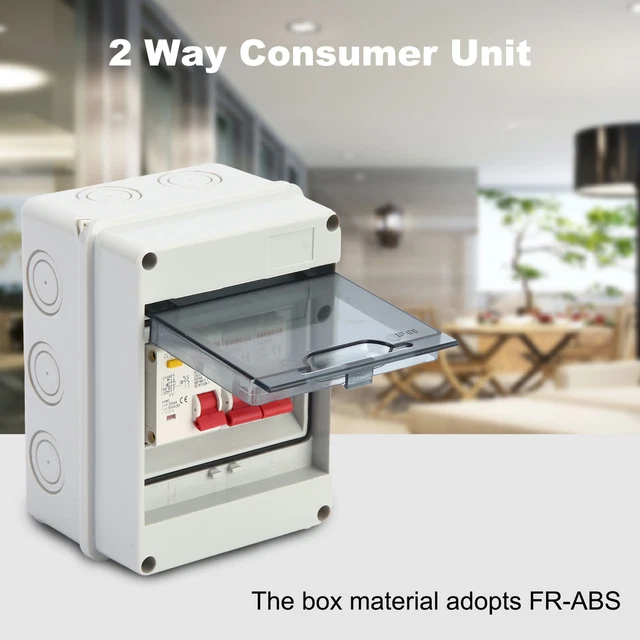 2 WAY GARAGE IP65 Weatherproof Consumer Unit Enclosure 40Amp RCD MCB ...