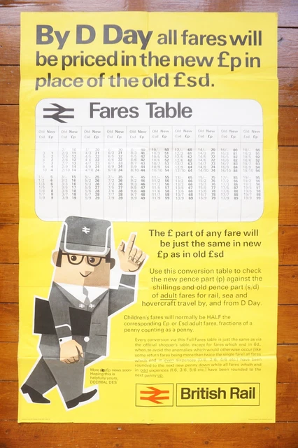 D DAY DECIMALISATION British Rail Original Railway Poster £39.99 ...