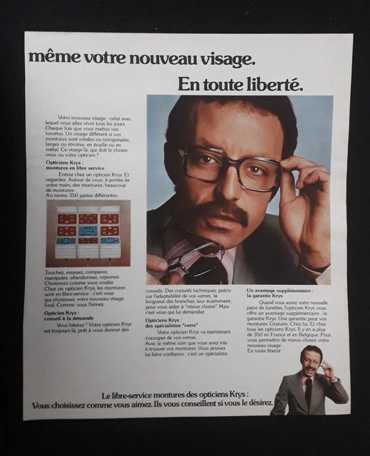 PUBLICITÉ DE PRESSE/ADVERTISING -OPTICIENS KRYS/Chaine hifi SONY - 1974 ...