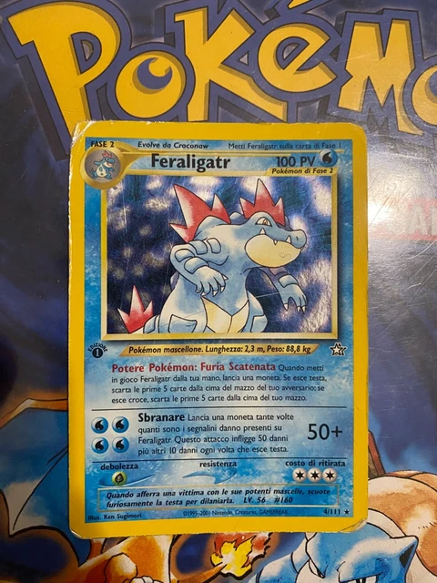 CARTA POKÉMON FERALIGATR Neo Genesis 4/111 (NG4) Rara Olografica PRIMA ...