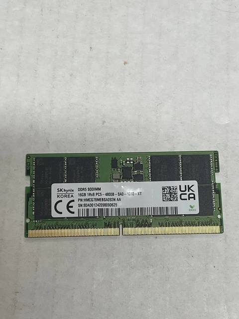 SK HYNIX 16GB DDR5 4800MHz SODIMM Laptop RAM 1Rx8 - HMCG78MEBSA092N $83 ...