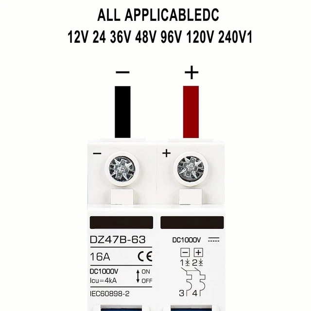 ACCESSOIRES DISJONCTEUR ISOLATION Interrupteur 2P Dc 10A/16A/32A/50A /63A EUR 33,30 - PicClick FR