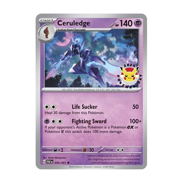 POKEMON CENTER CERULEDGE Promo Card Pokemon Day 2024 Stamped 040/091 ...