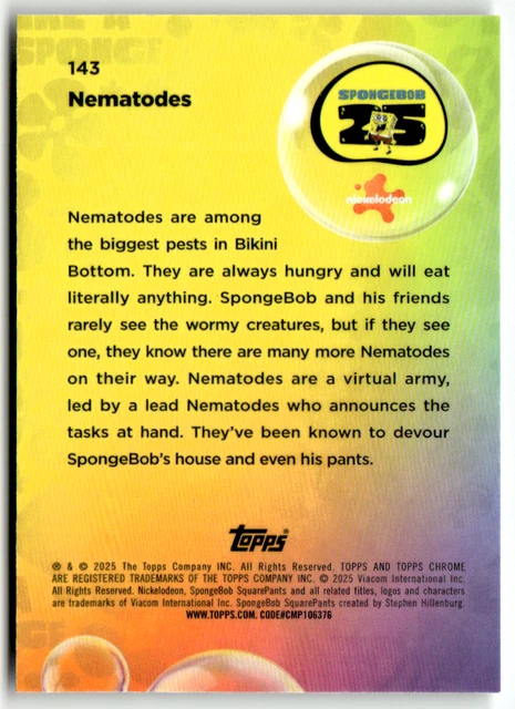 TOPPS SPONGEBOB CHROME 2025 No. 143 Nematodes Silver Wave 123/175 EUR ...