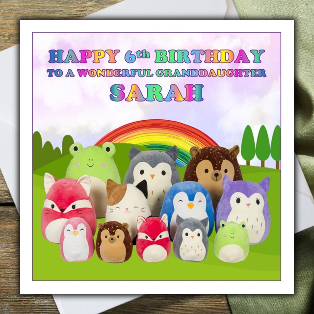 SQUISHMALLOWS THEME BIRTHDAY CARD personalised AGE RELATIONSHIP NAME £3 ...
