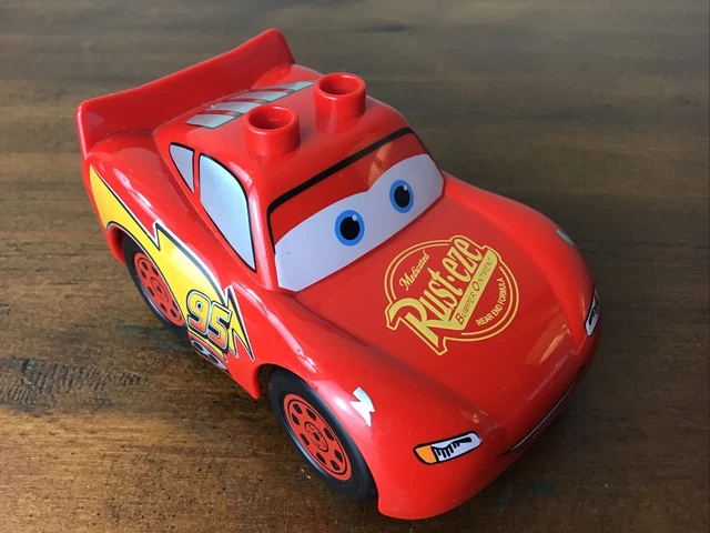 LEGO DUPLO PIXAR Cars LIGHTNING MCQUEEN Rust-eze #95 Race Car Red Tires ...