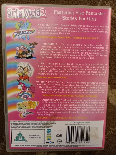 GIRLS WORLD 2 Dvd Inc My Little Pony / Charmkins / Jem / Moondreamers ...